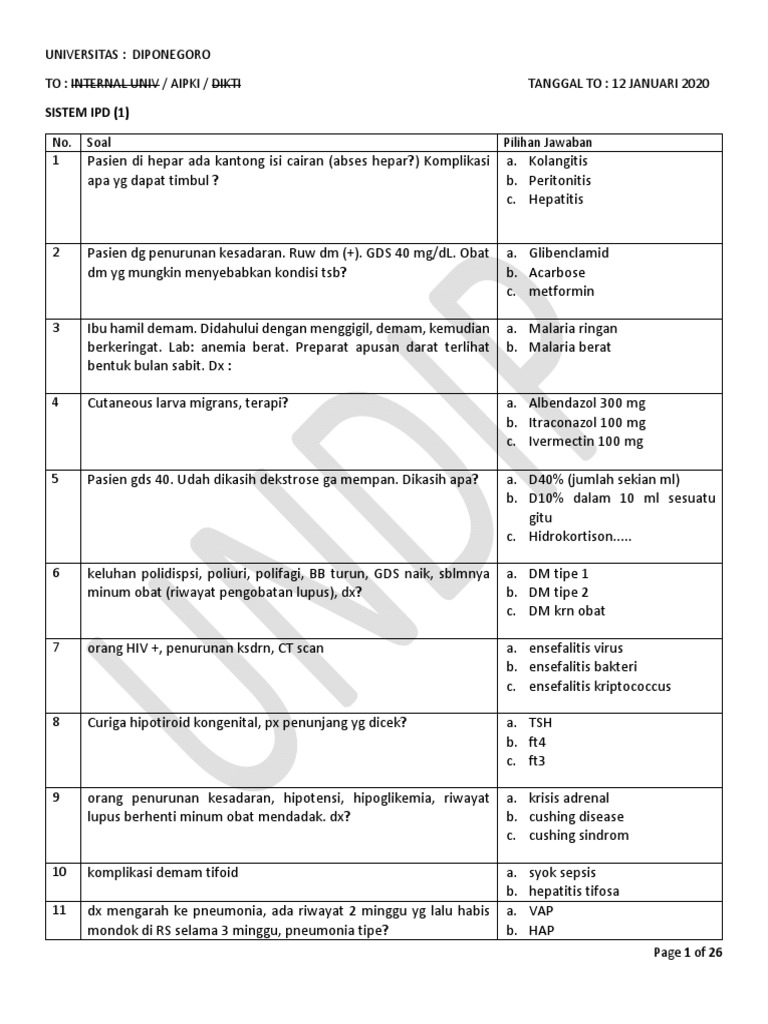 (AIPKI) Rekap Try Out AIPKI Undip Januari 2020 | PDF
