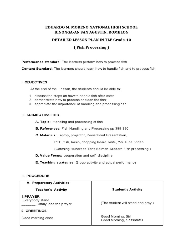 Lesson Plan in Kench Salting | PDF | Rubric (Academic)