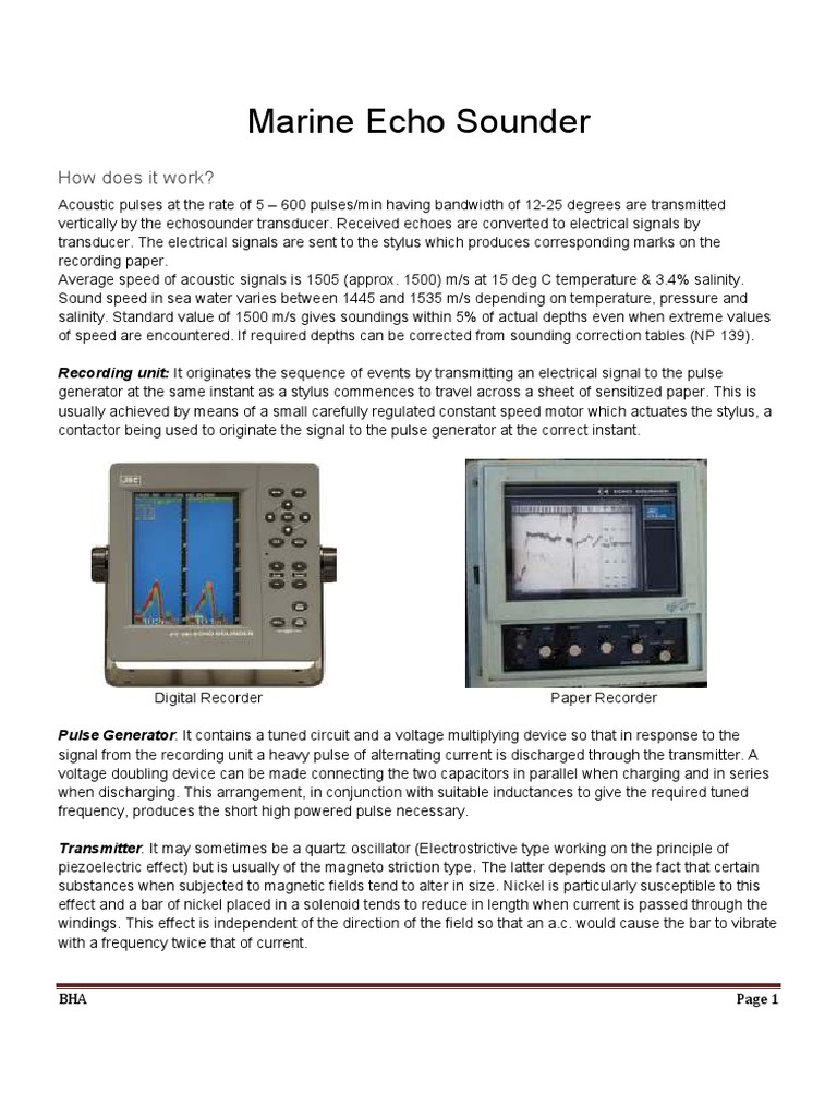 Marine Echo Sounder Operations Guide | PDF | Ships | Electrical Engineering