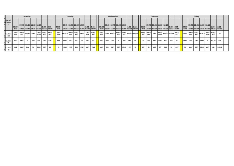 Bridge Course Timetable Overview | PDF