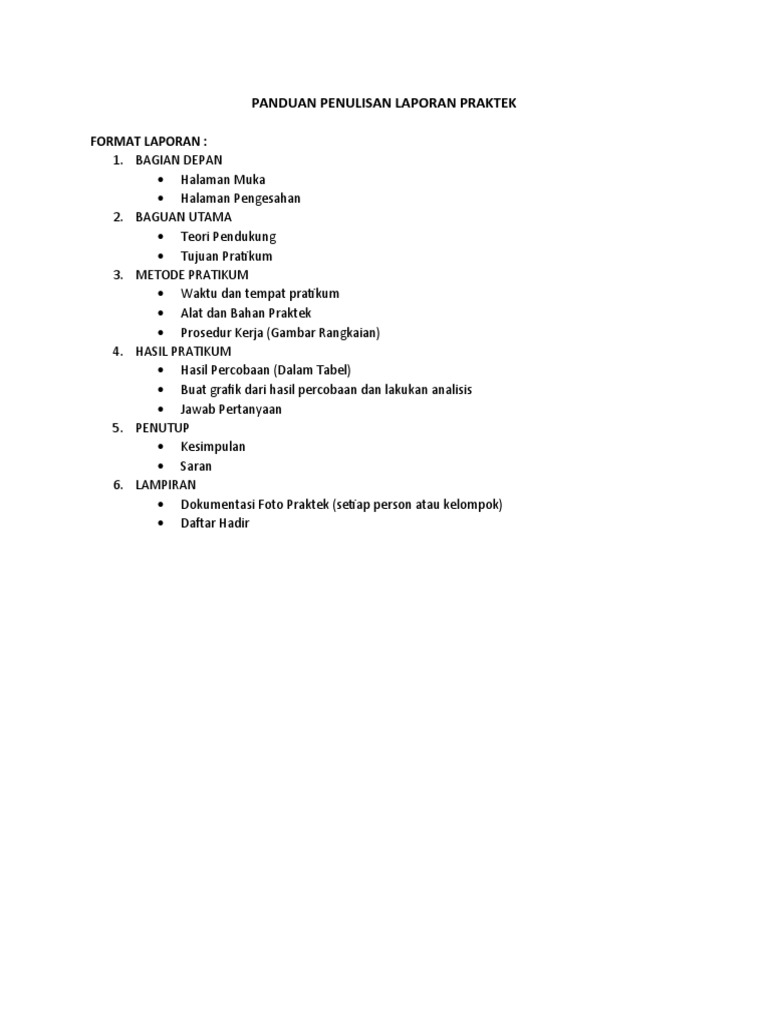 Panduan Penulisan Laporan Praktek - (Ebt) | PDF