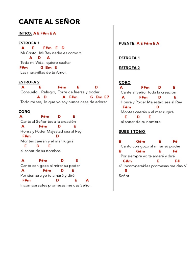Cante al Señor: Letra y Acordes | PDF