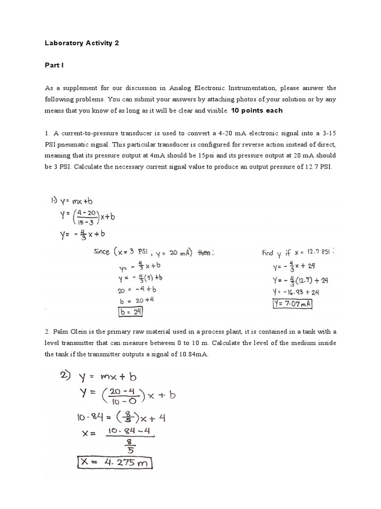 Laboratory Activity 2 Pdf Instrumentation Electrical Engineering