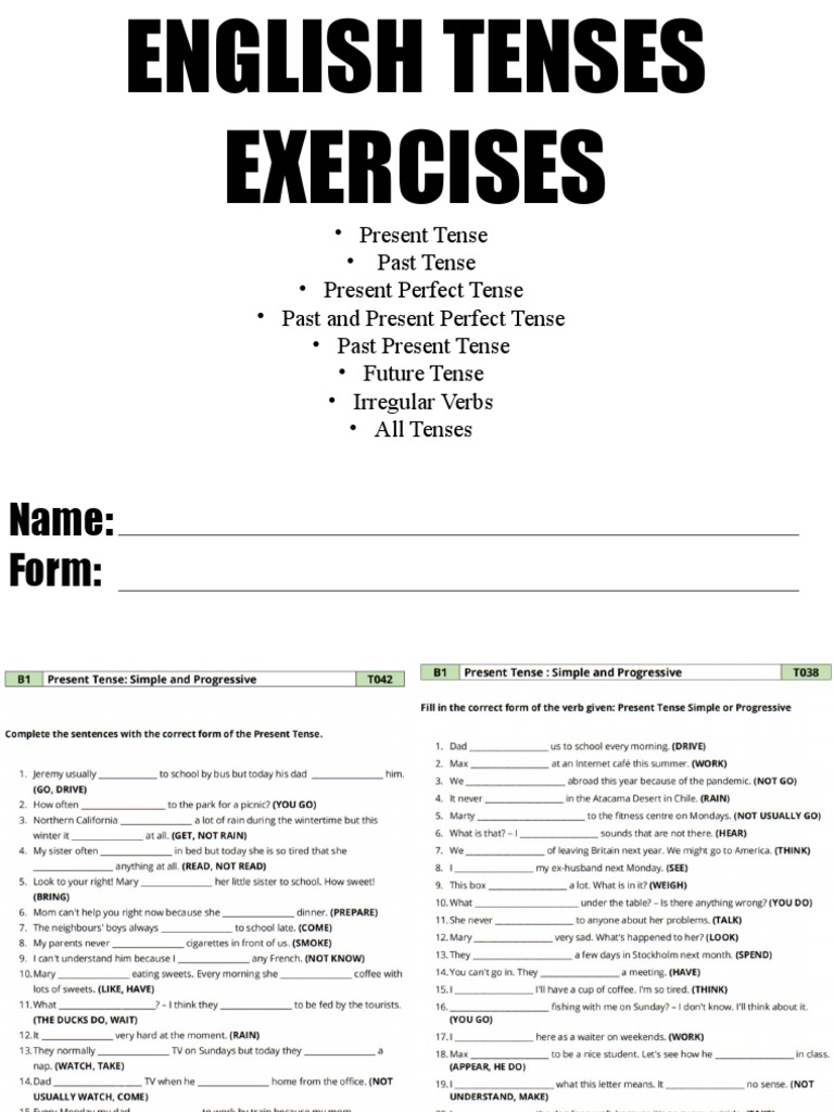 English Tenses Exercises | PDF