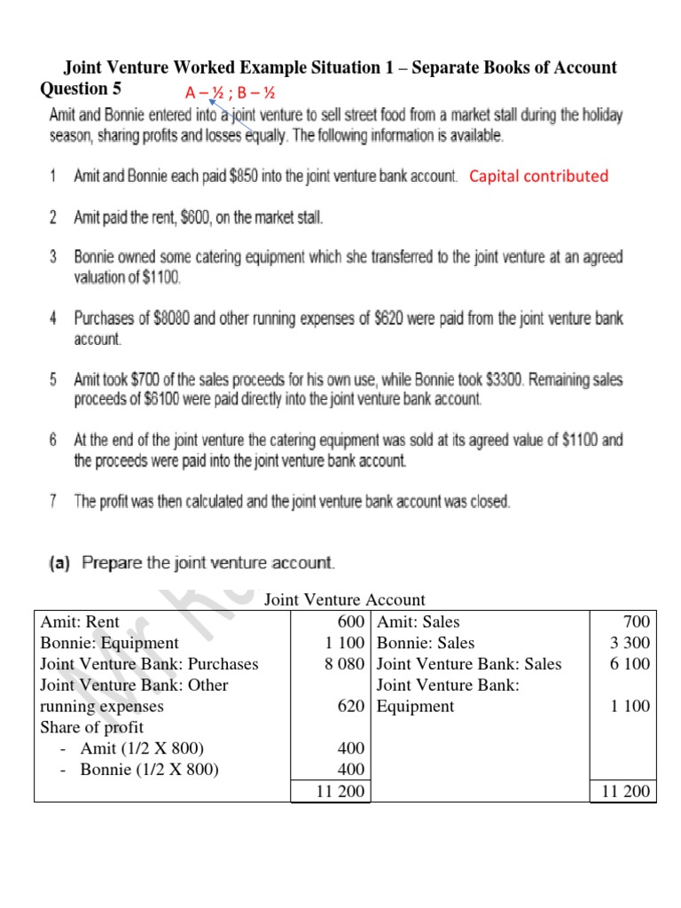 Joint Venture Worked Example Question 5 - Separate Books of Accounts | PDF