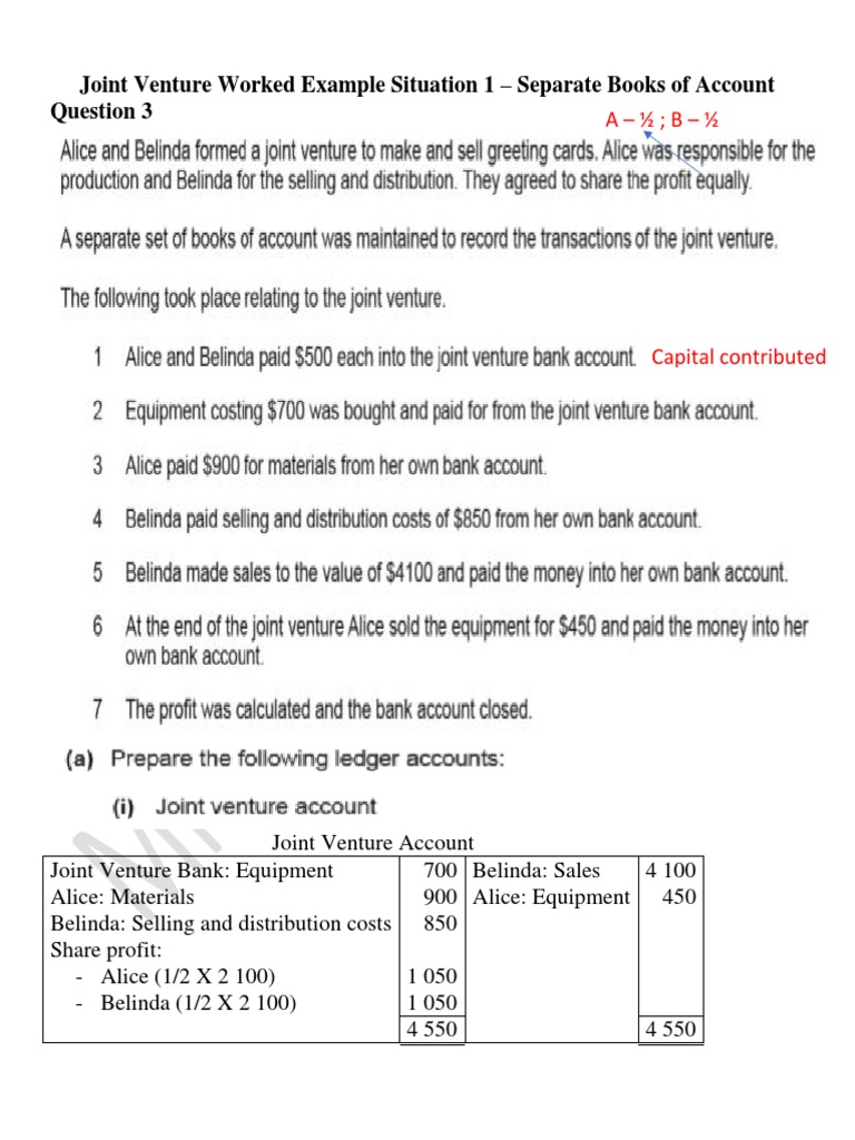 Joint Venture Worked Example Question 3 - Separte Books of Accounts ...