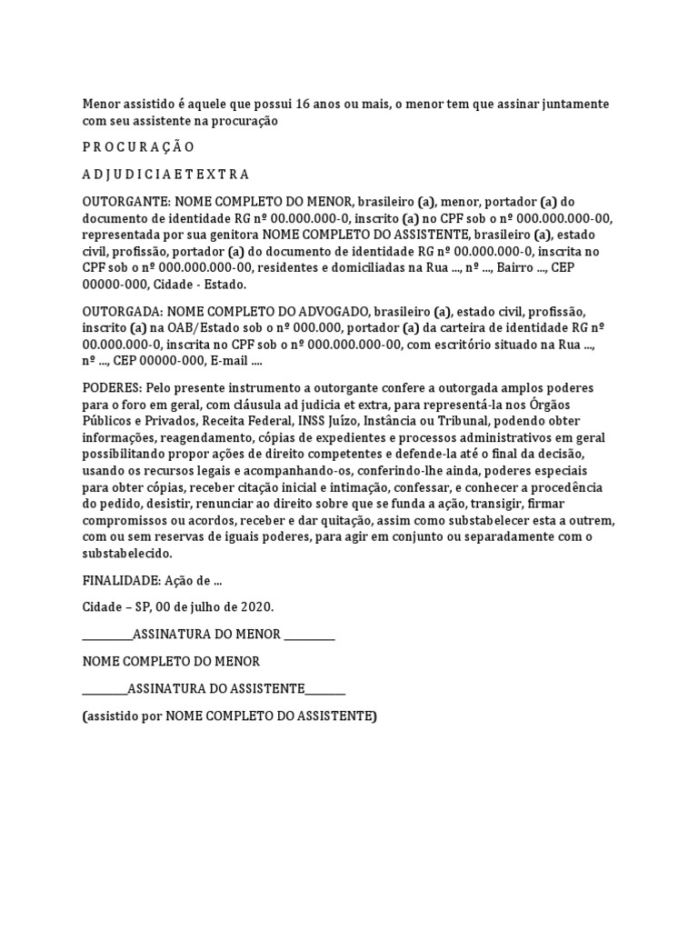 Minuta De Procuracao Para Advogado