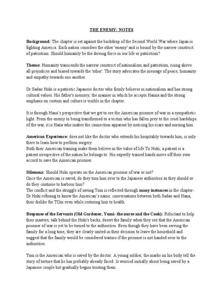 The Enemy - Notes | PDF