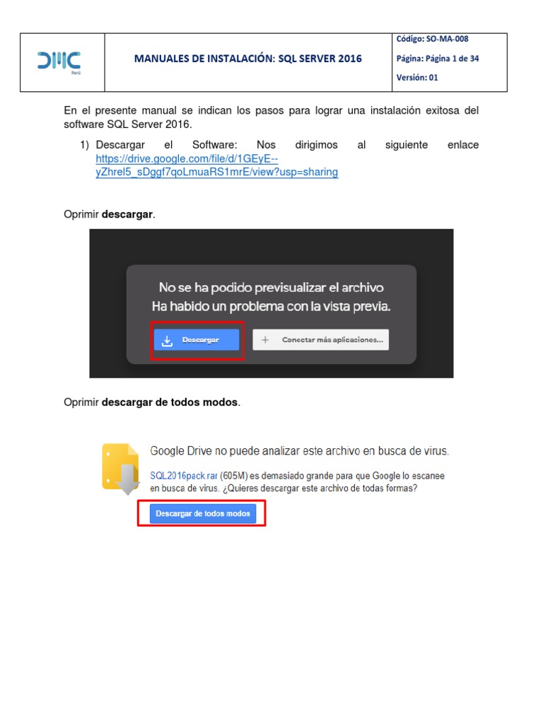 So-Ma-008 V01 Manual de Instalación de SQL Server 2016 | Descargar gratis PDF | Servidor SQL de ...