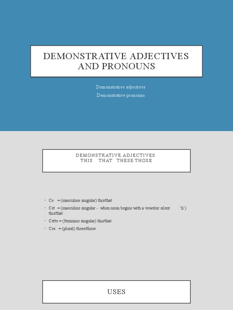 Demonstrative Adjectives and Pronouns in French: Distinguishing "This ...