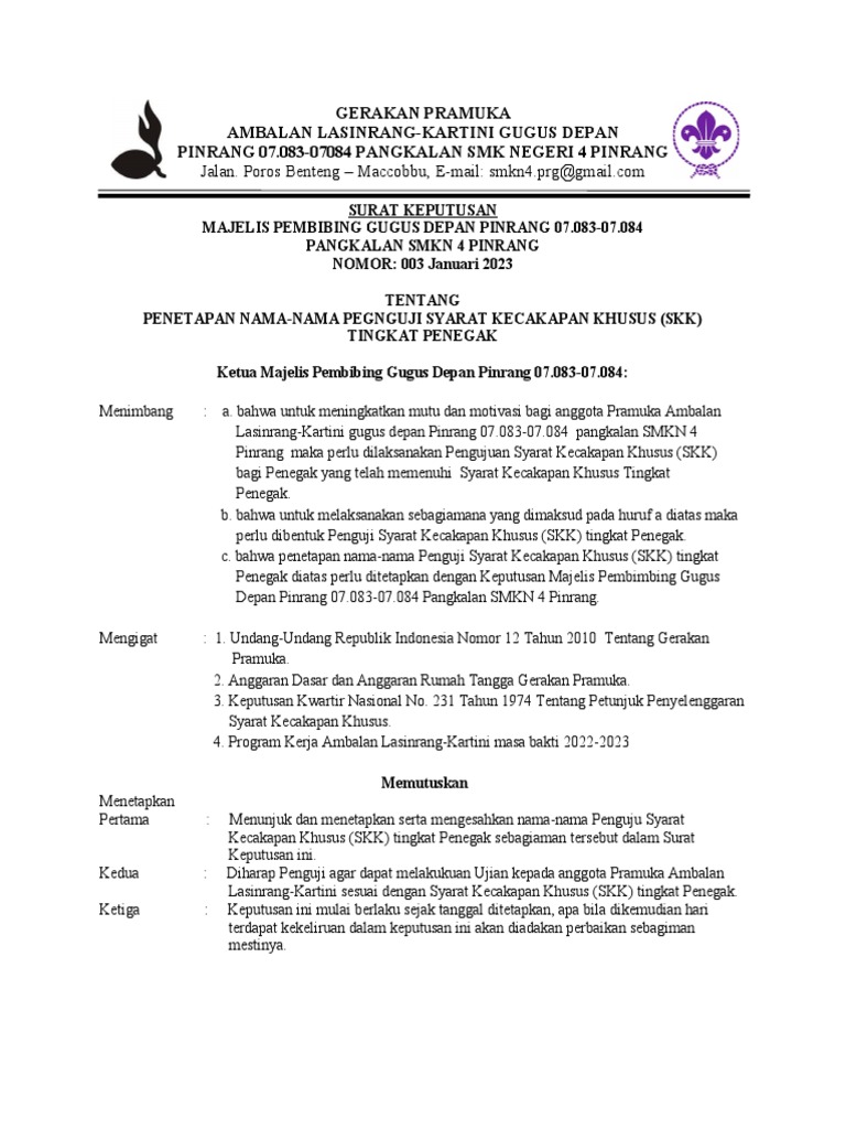 Skep Penguji SKK | PDF