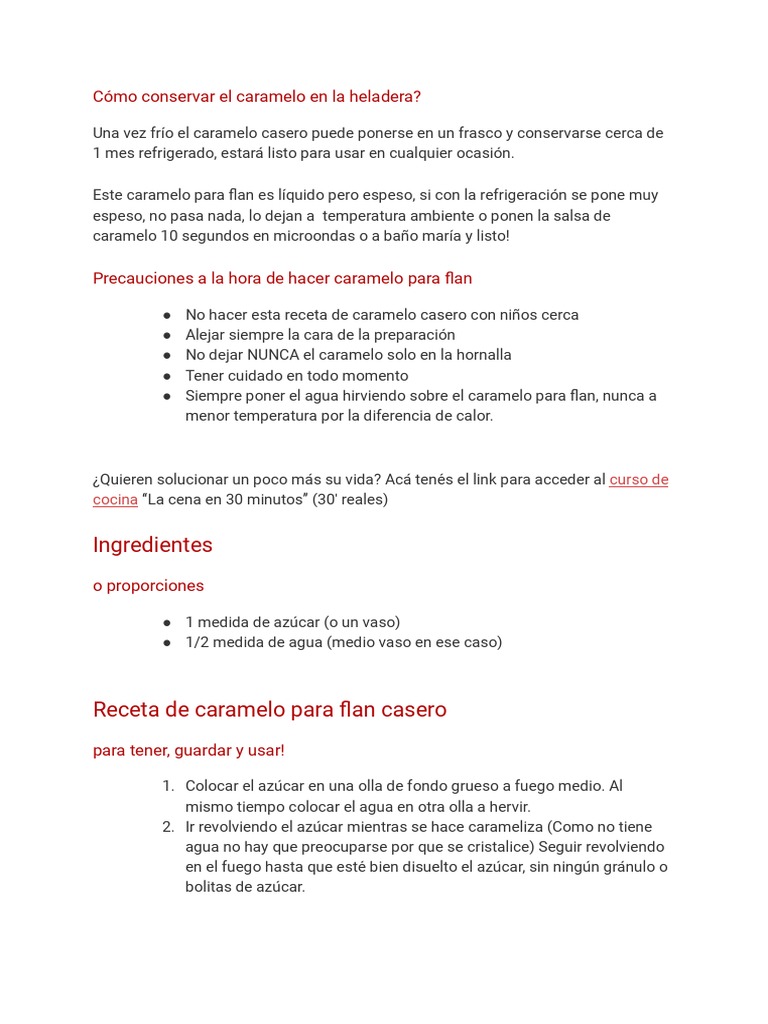 Caramelo para Flan | PDF