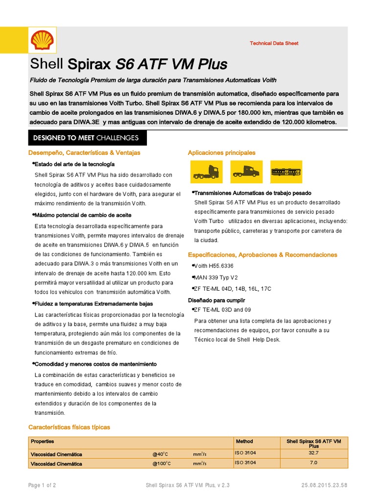 Shell Spirax S6 ATF VM Plus TDS | PDF