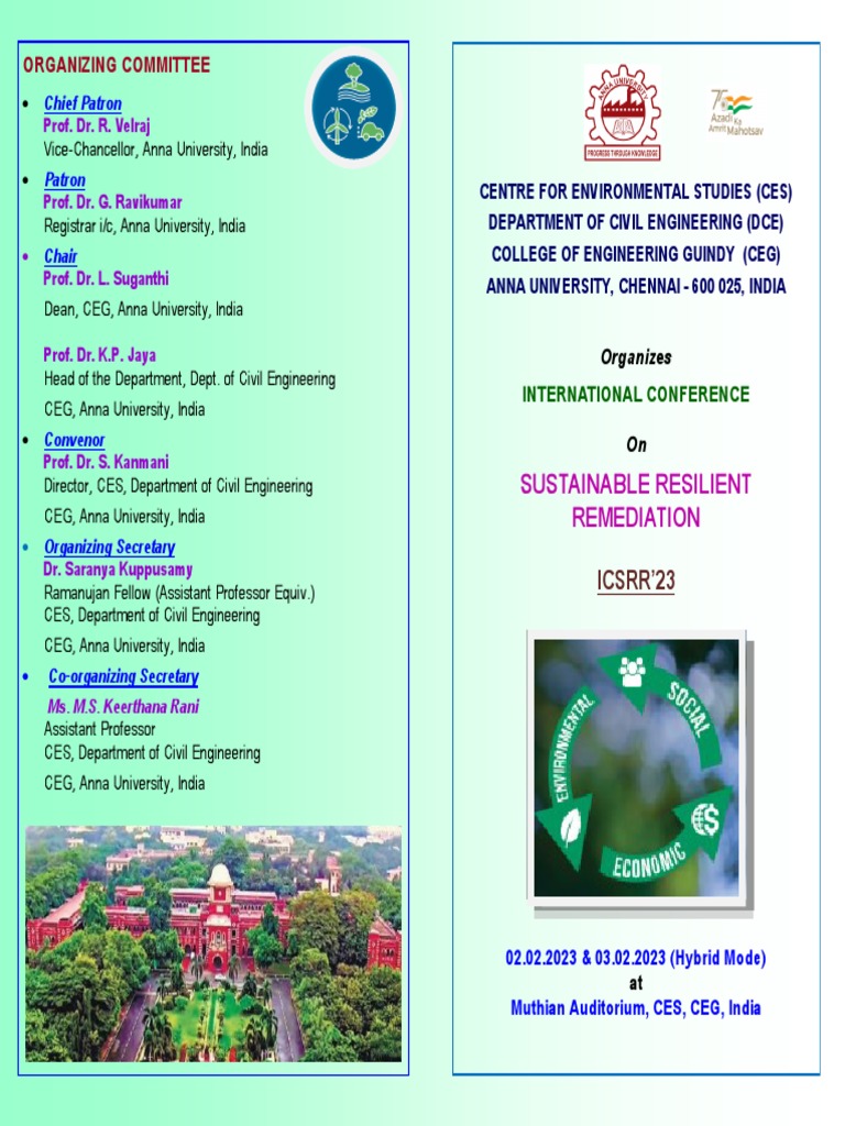 CES - AU - ICSRR23 - International Conference Brochure | PDF | Sustainability | Ecological ...