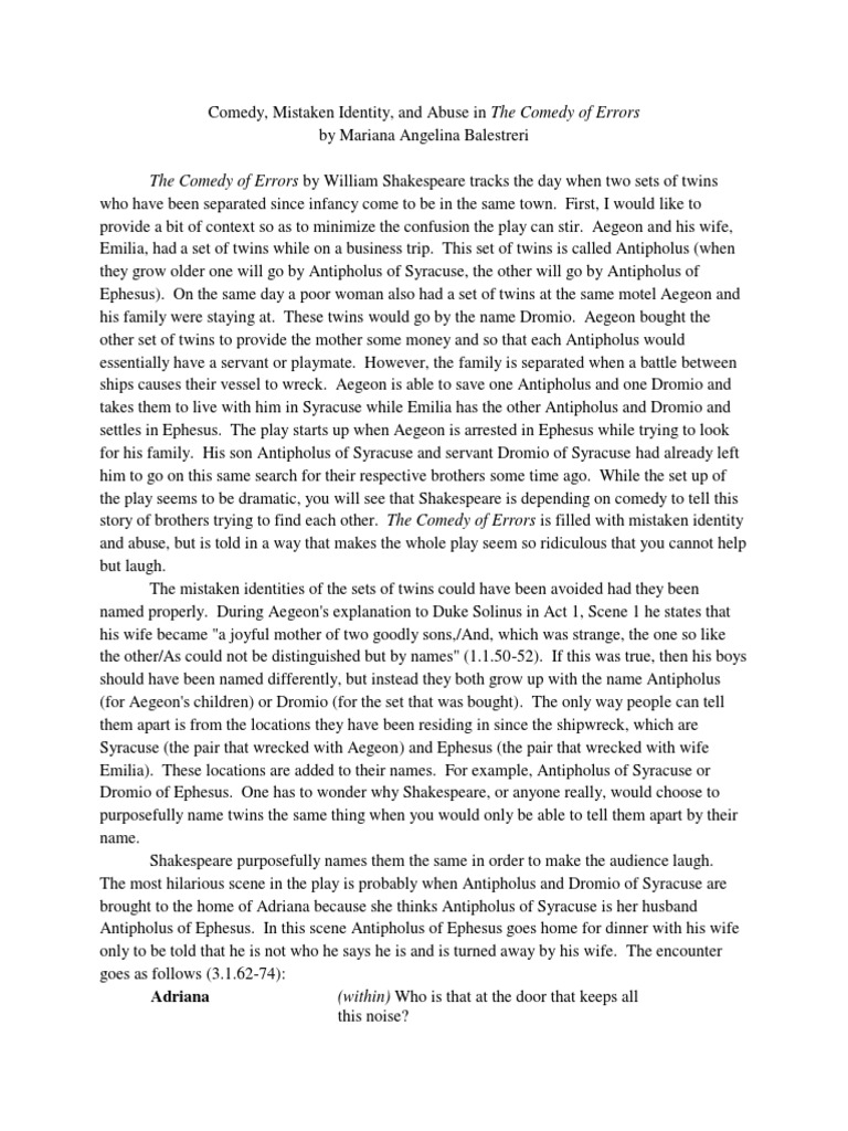 Comedy-Of-Errors-Plot-Analysis | PDF | The Comedy Of Errors