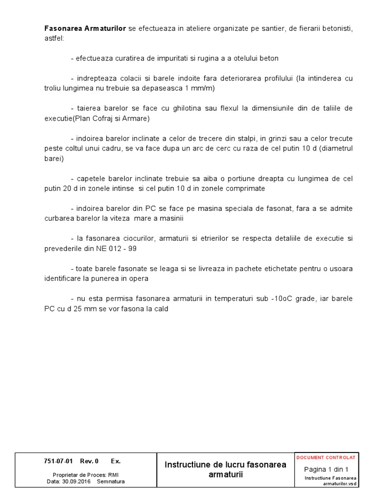 Instructiune Fasonarea Armaturilor | PDF