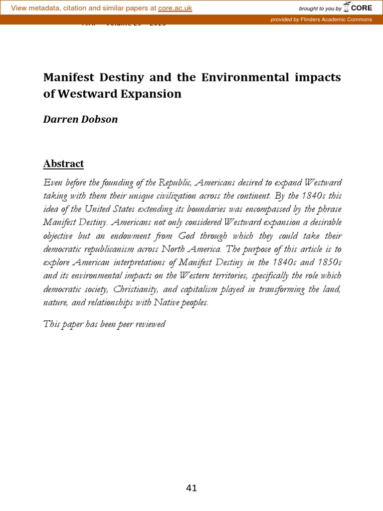 Environmental Impact of Manifest Destiny | PDF | Mormons | Native ...