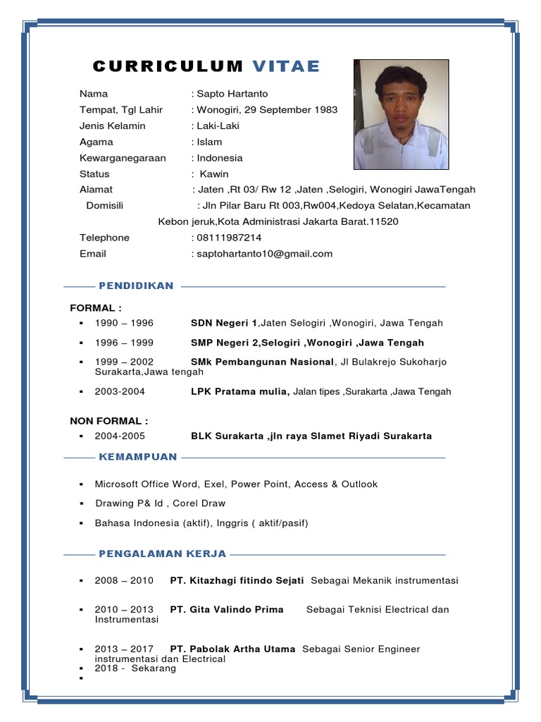 CV Sapto Hartanto | PDF