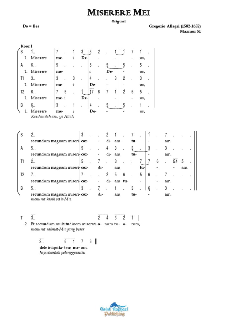 MISERERE MEI - Allegri (Original) | PDF