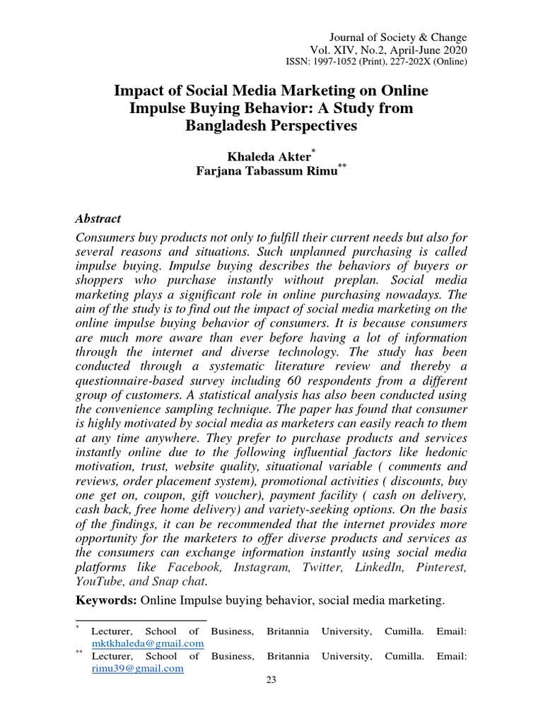 Social Media's Impact on Impulse Buying | PDF | Social Media | Popular Culture & Media Studies