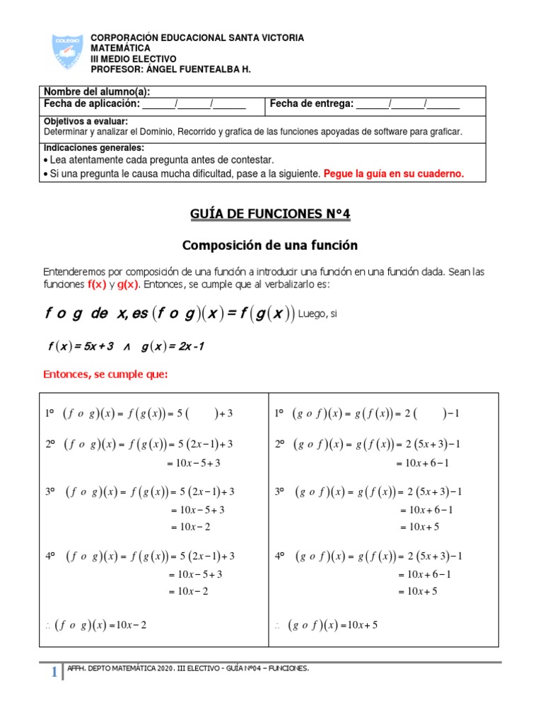 Composición de Funciones Matemáticas | PDF