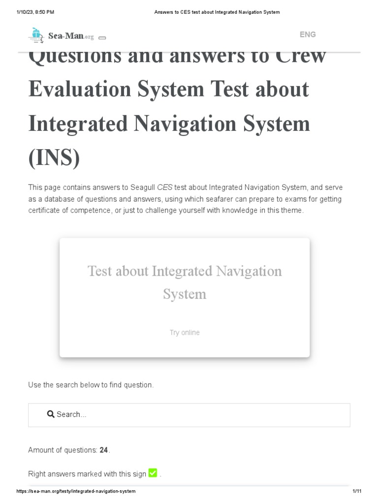 Answers To CES Test About Integrated Navigation System | PDF ...
