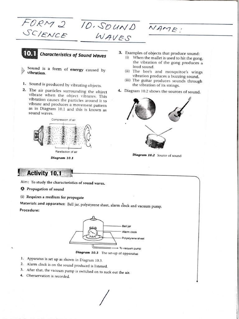 Science Form 2 Chapter 10 Sound Waves | PDF
