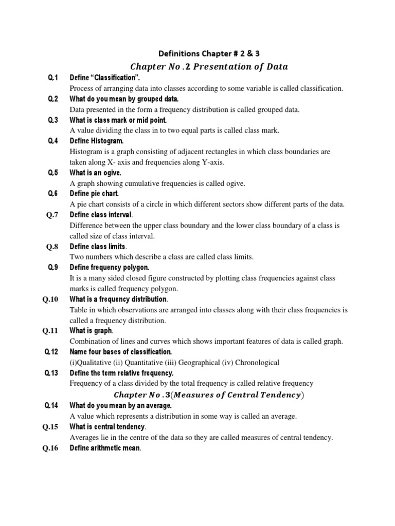 CH, 3 Definitions | PDF | Arithmetic Mean | Mean