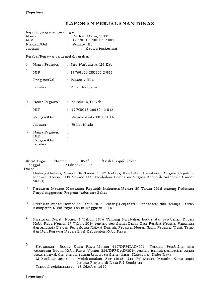 Laporan Perjalanan Dinas MKJP | PDF