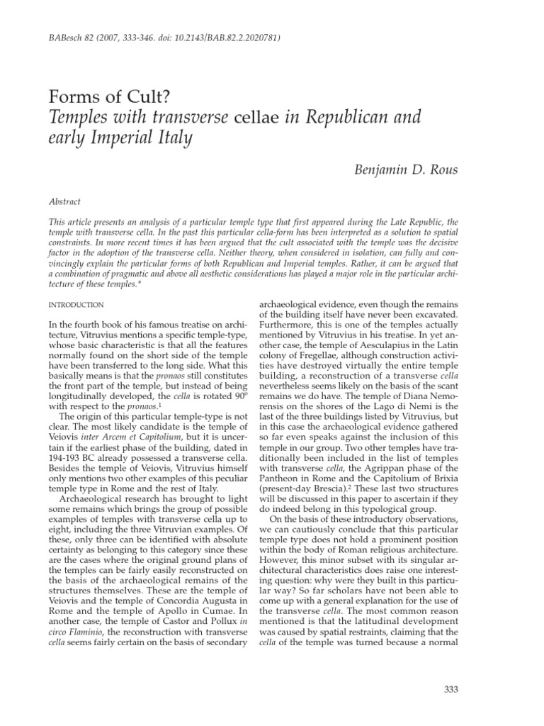 Forms of Cult-Temples With Transverse Cellae | PDF | Augustus | Roman ...