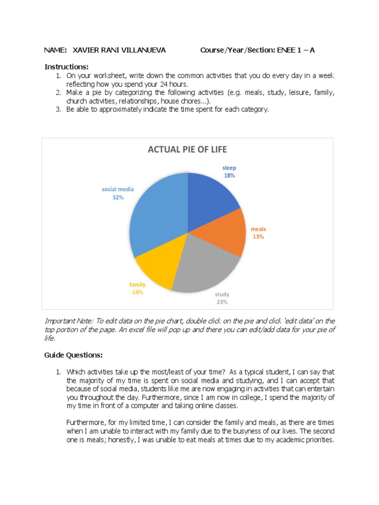 Actual Pie of Life 1 5 | PDF | Time Management | Professional Skills