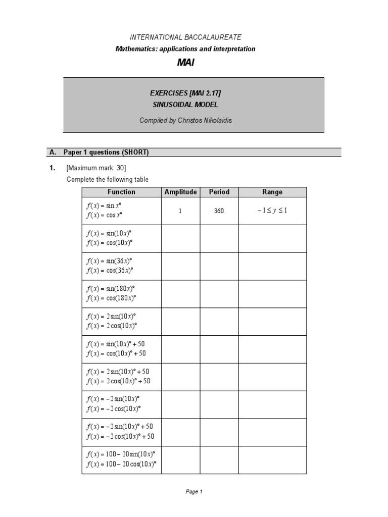 (Mai 2.17) Sinusoidal Model | PDF | Function (Mathematics) | Amplitude