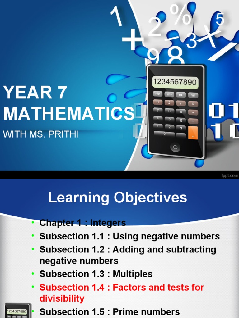 Year 7 Math: Factors & Divisibility | PDF | Factorization | Numbers