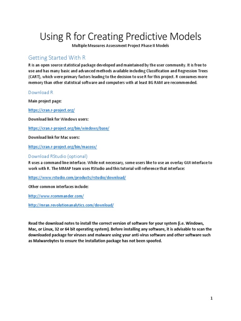 Instructions For Using R To Create Predictive Models v5 | PDF ...