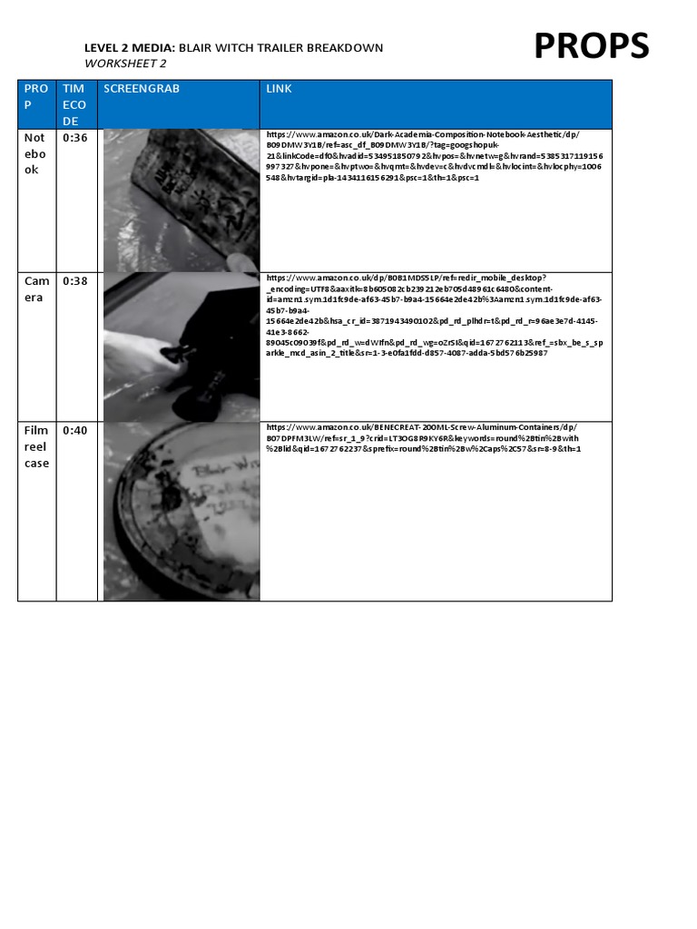 l2 BW Worksheet 2 - Props | PDF