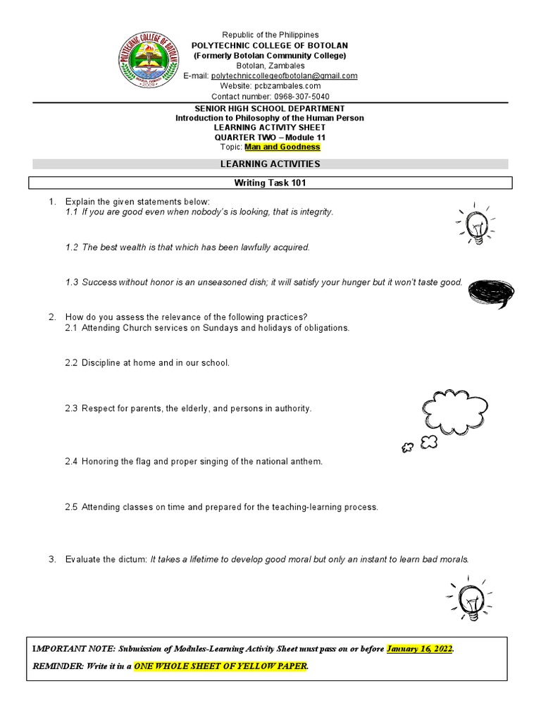 Learning Activity Sheet PHILO 11 12 | PDF | Career & Growth