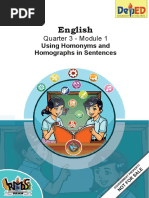 English: Quarter 3 - Module 1: Understanding Homonyms | PDF
