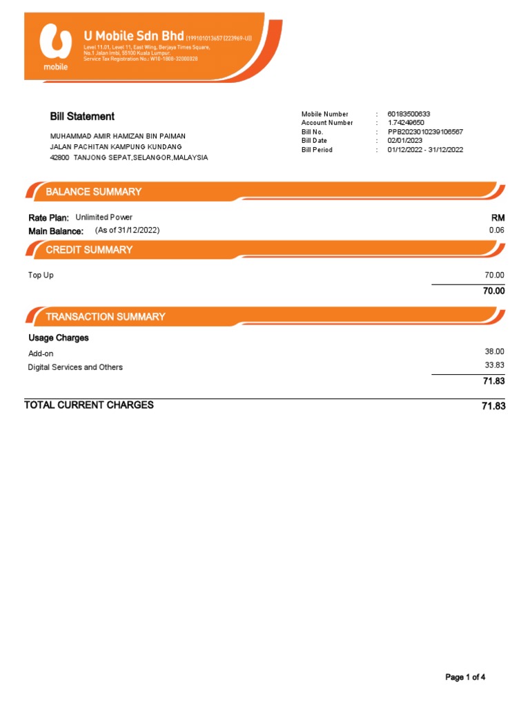 eBill_100051934121 | PDF | Malaysia | Mobile Telecommunications User ...