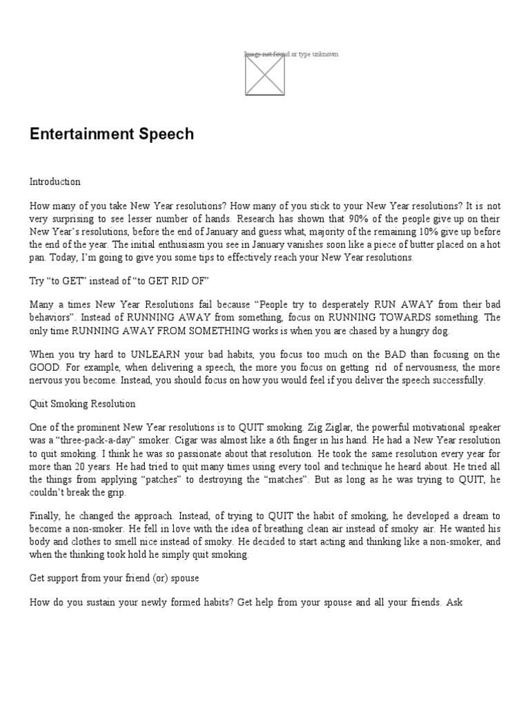 Entertainment Speech | PDF | Smoking