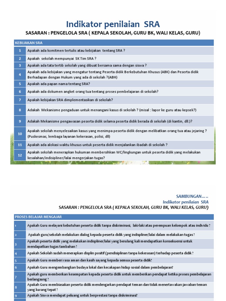 Indikator Sekolah Ramah Anak | PDF Indikator Sekolah Ramah Anak | PDF