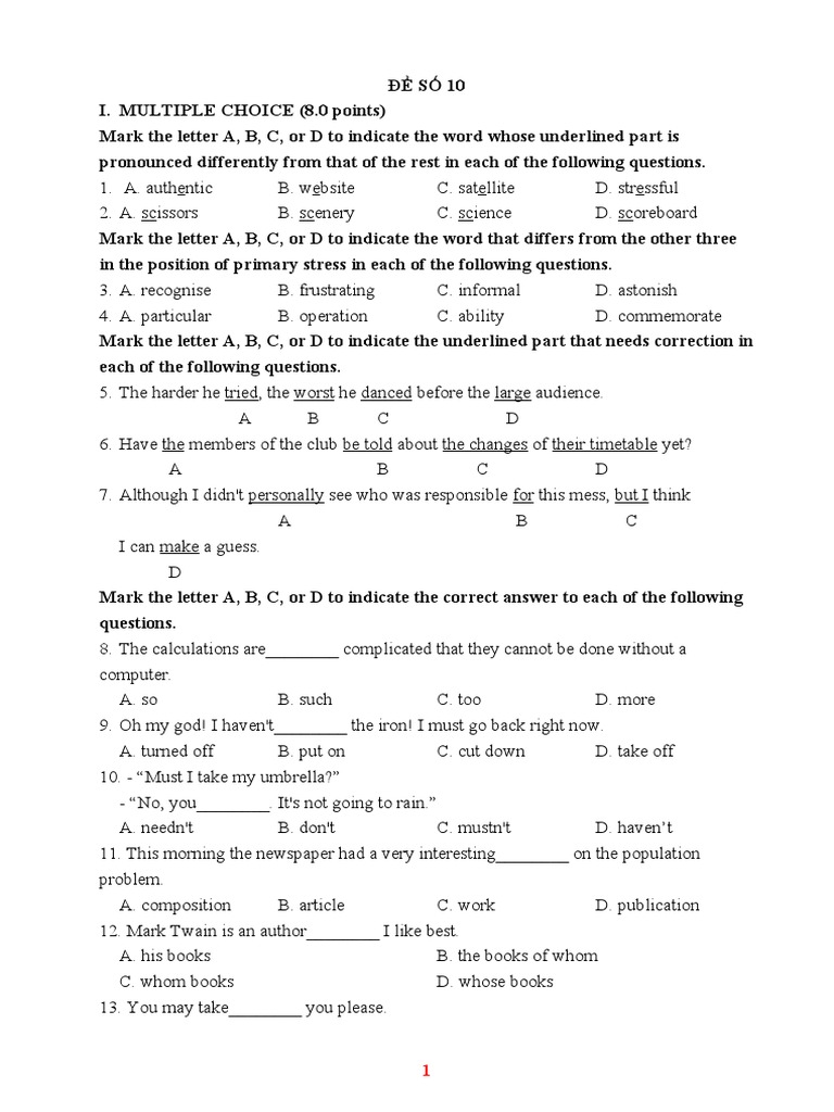 English Language Practice Test 10 | PDF | Apollo Program | Radiation