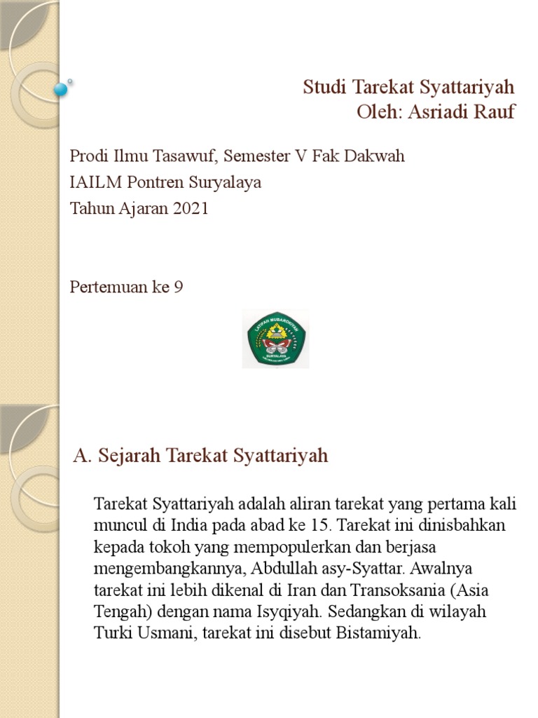 Ke 9 Studi Tarekat Syattariyah | PDF