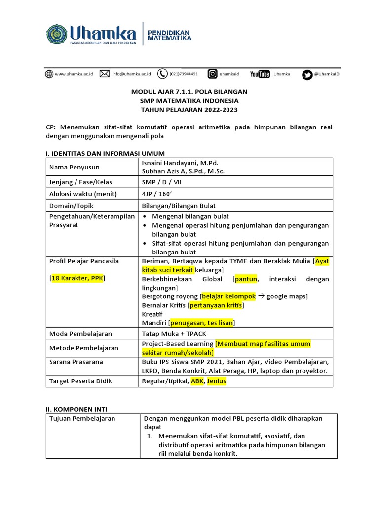 Contoh Modul Ajar | PDF