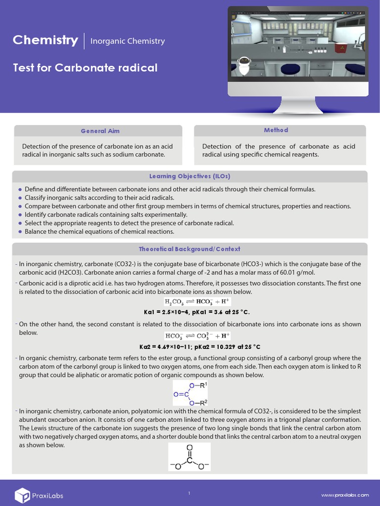 Test For Carbonate Radical Simulation | PDF | Carbonate | Salt (Chemistry)