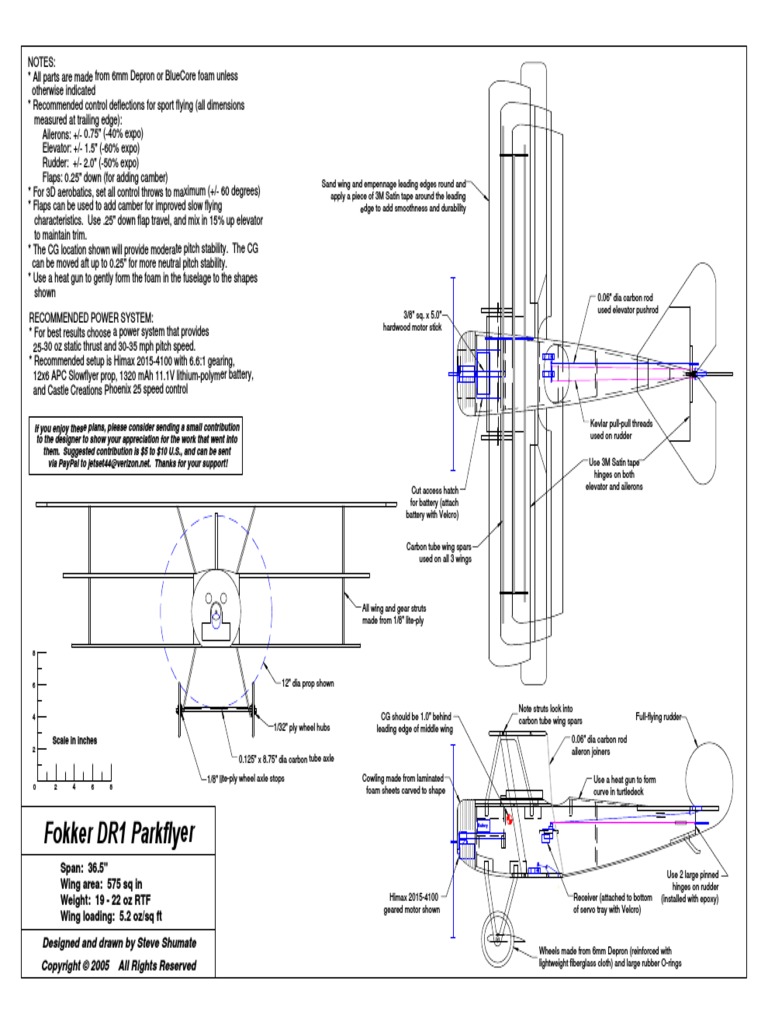 Fokker DR1 Assembly Drawing | PDF | Flap (Aeronautics) | Aircraft