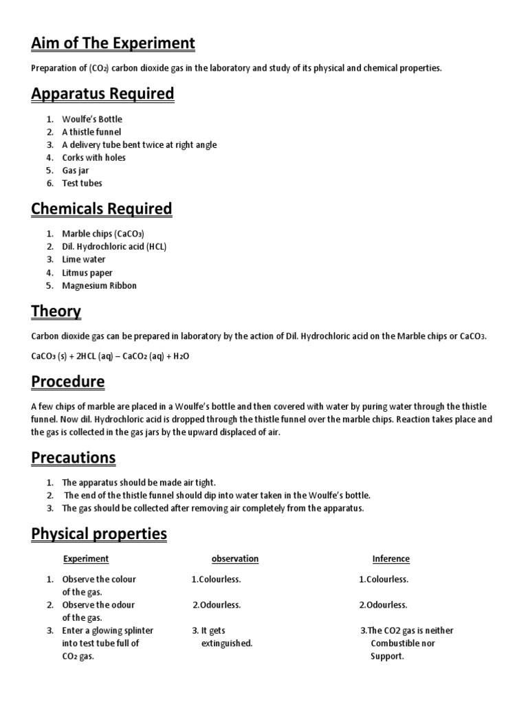 Generate CO2 Gas Lab Experiment | PDF | Carbon Dioxide | Water