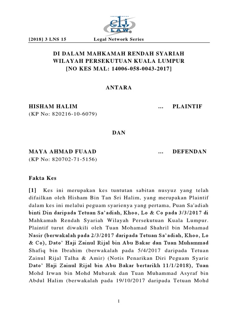 Hisham Halim Vs Maya Ahmad | PDF