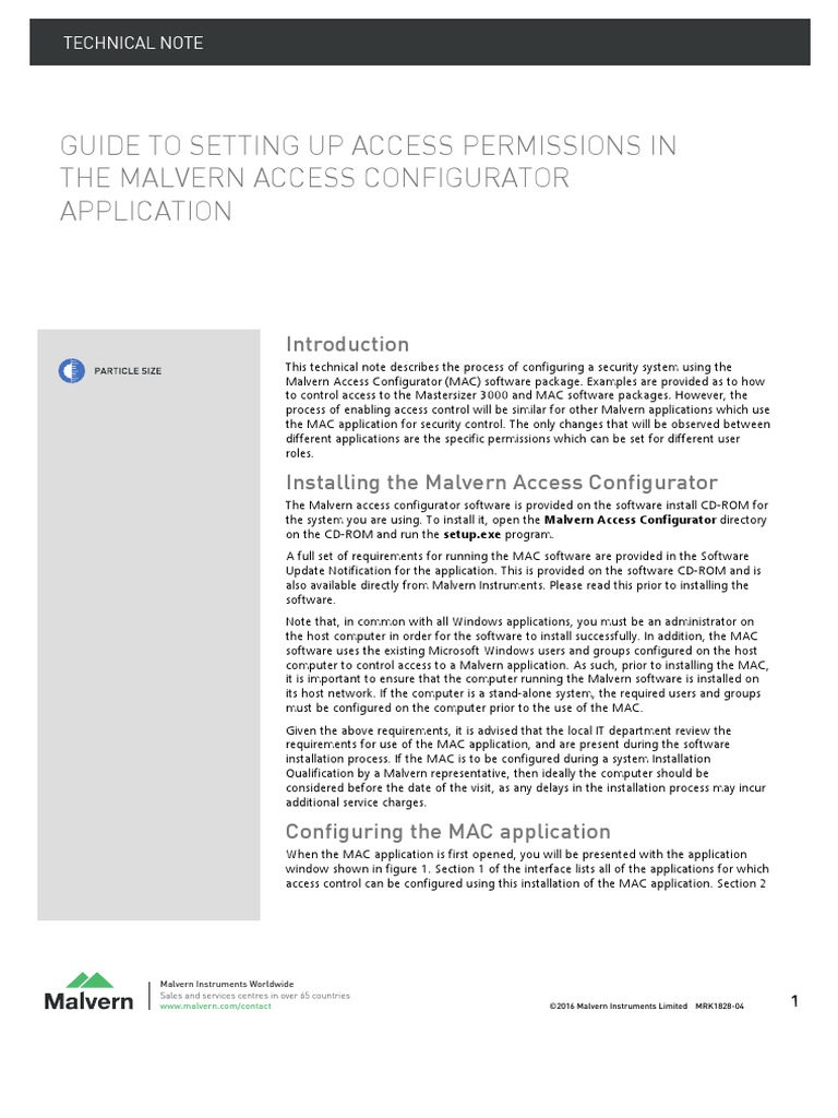 MRK1828-04-EN-00 Guide To Setting Up Access Permissions in The MAC ...