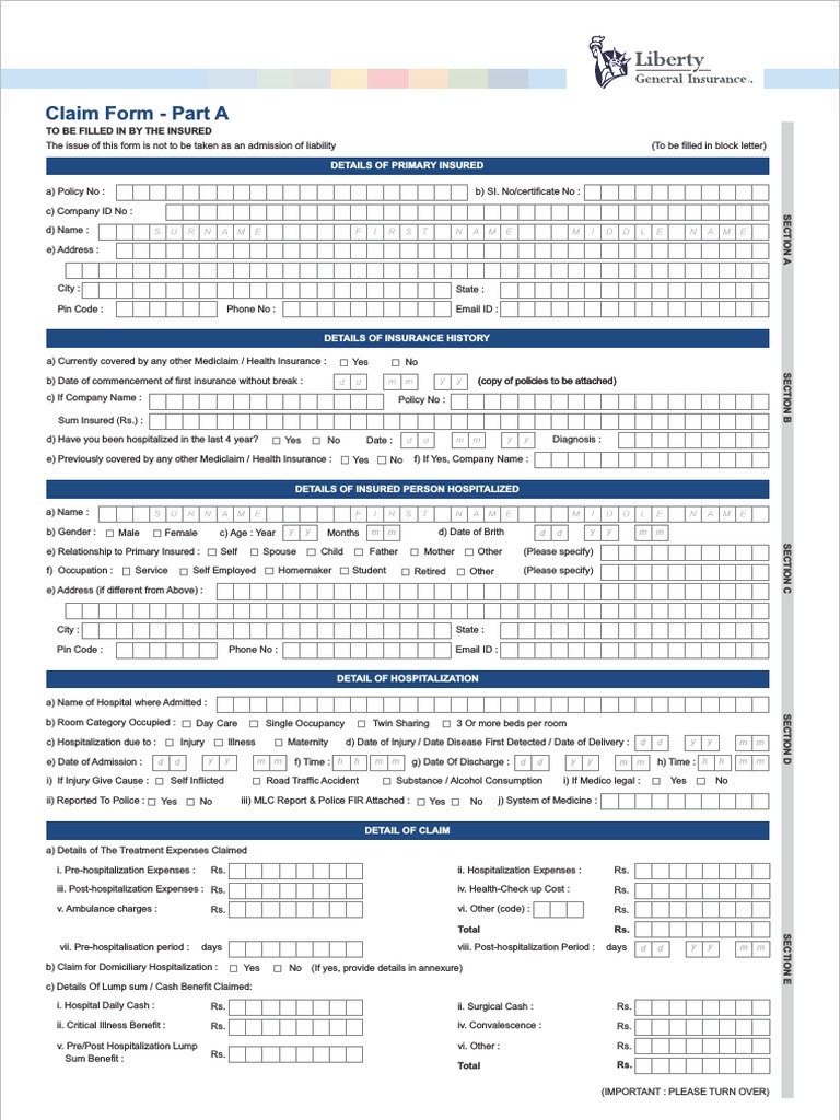 Reimbursement Claim Form | PDF | Hospital | Insurance