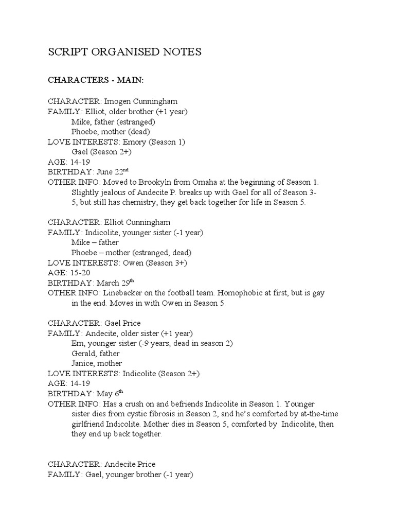 Script Organised Notes | PDF
